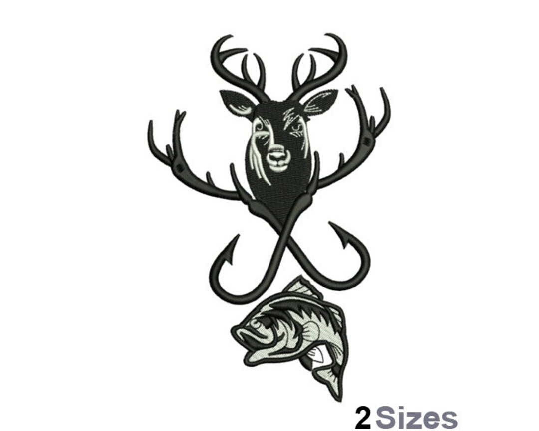 Fishing & Hunting - Machine Embroidery Design - 2 Sizes, Deer Head ...