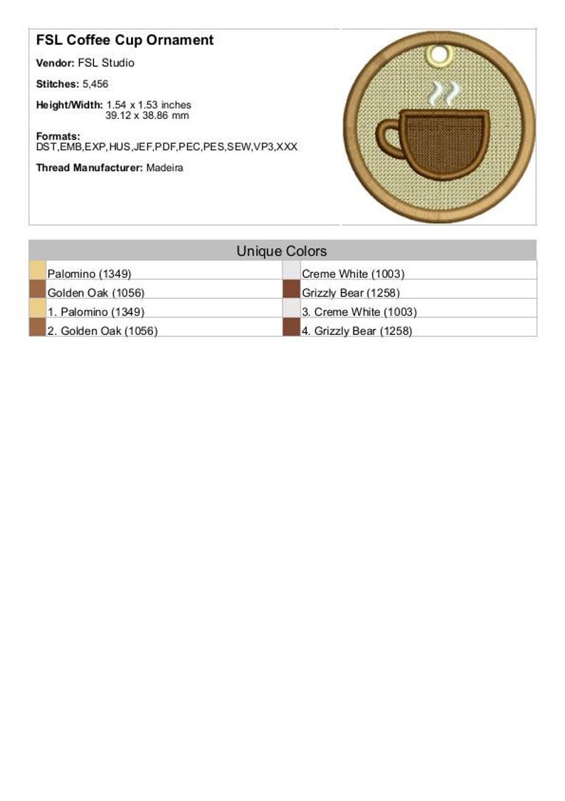 FSL Coffee Cup Machine Embroidery Design - 3 Sizes, Freestanding Lace ...