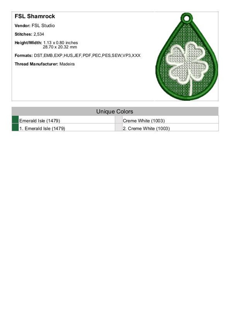 FSL Shamrock Machine Embroidery Design 3 Sizes Freestanding - Etsy