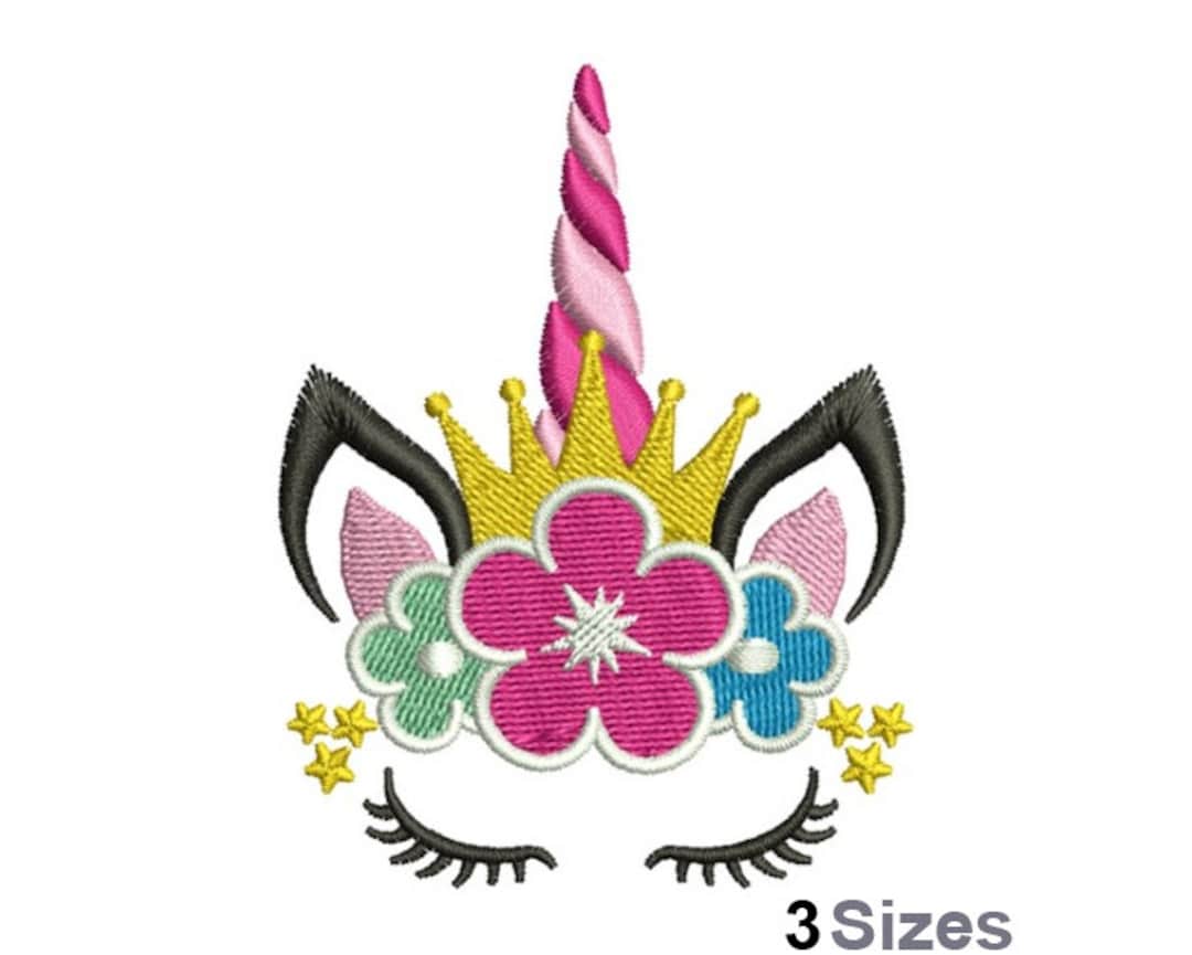 Floral Unicorn - Machine Embroidery Design - 3 Sizes, Unicorn Head ...
