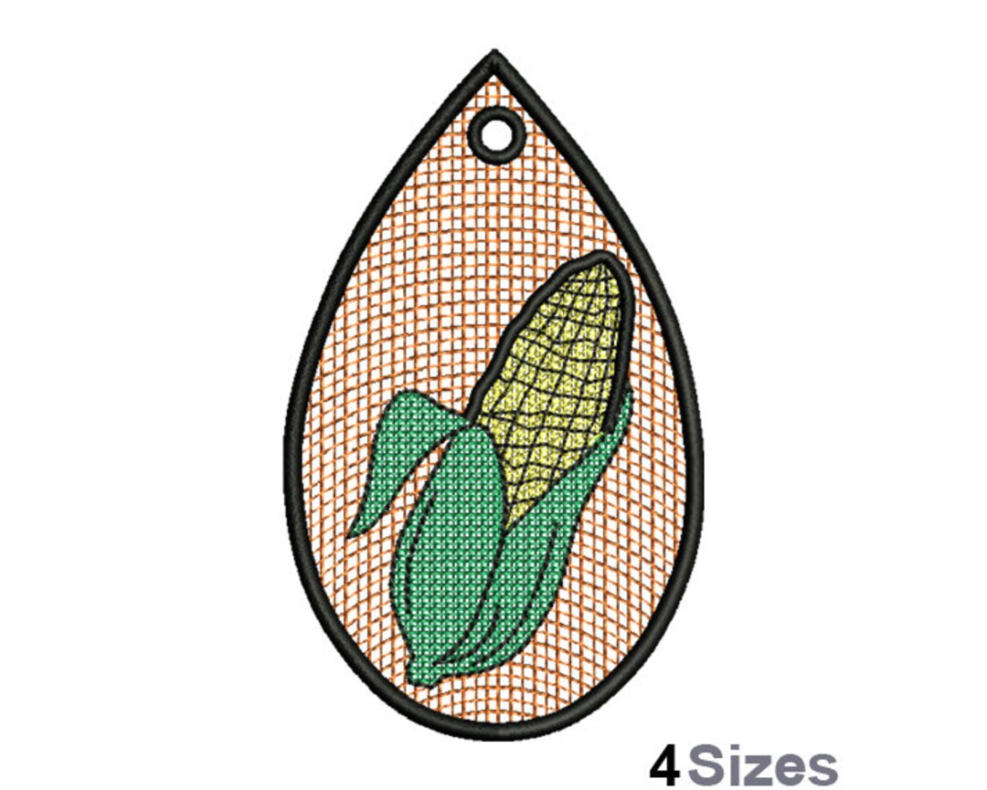 FSL Corn Machine Embroidery Design - 3 Sizes, Freestanding Lace Earring ...