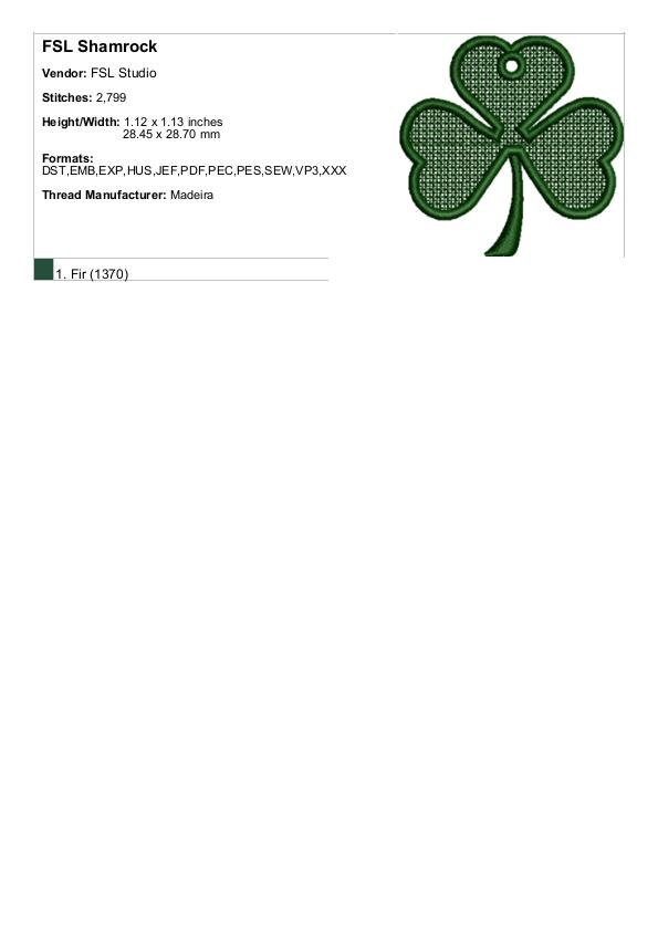 FSL Shamrock Machine Embroidery Design - 3 Sizes, Freestanding Lace ...