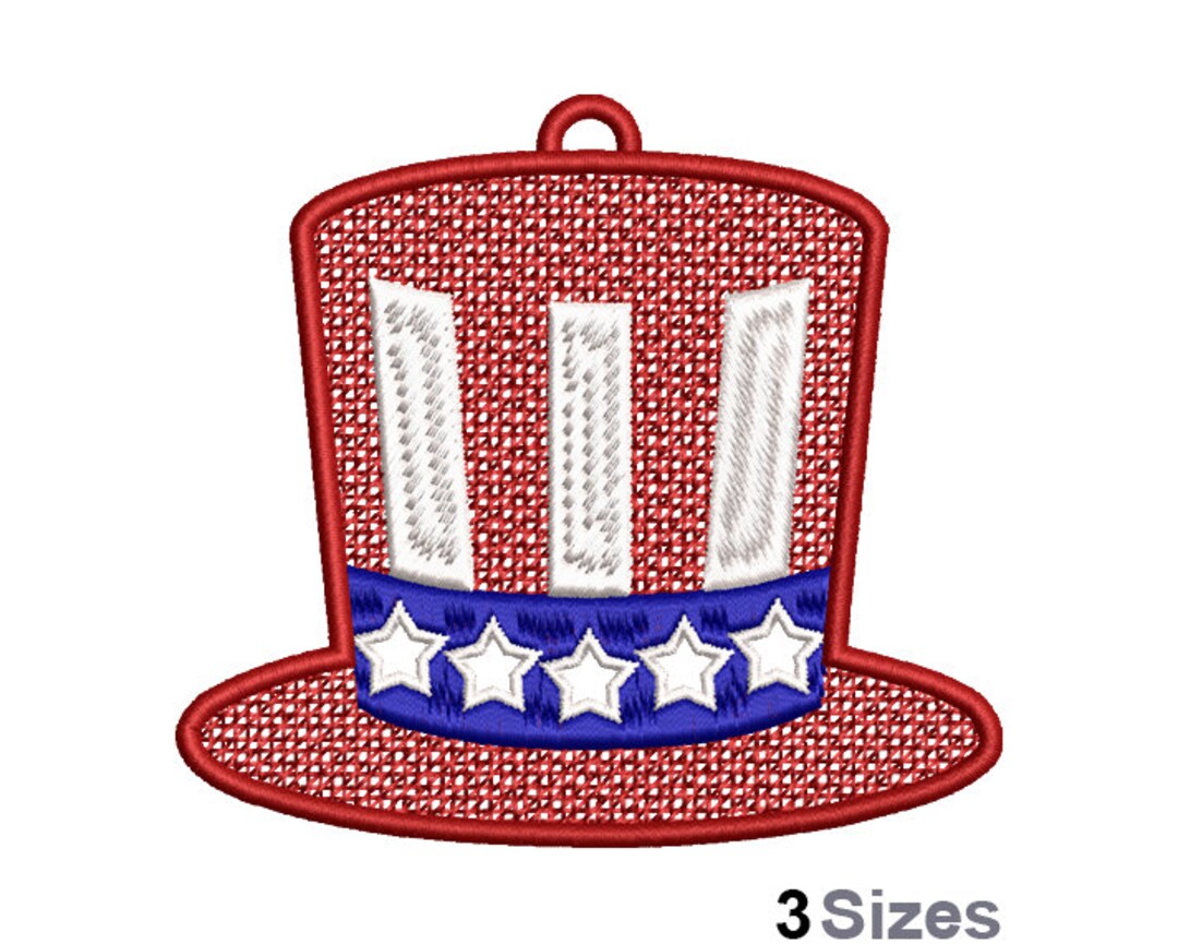 FSL Patriotic Top Hat - Machine Embroidery Design - 3 Sizes ...