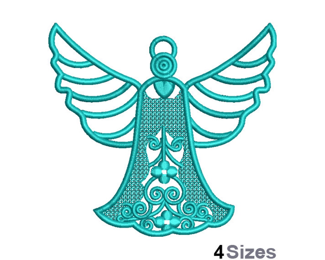 FSL Bell Angel - Machine Embroidery Design - 4 Sizes, Freestanding Lace ...