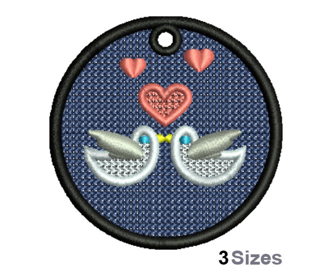 FSL Kissing Love Birds Machine Embroidery Design 3 Sizes, Freestanding ...