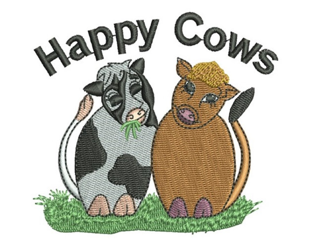 Happy Cows - Machine Embroidery Design, Sitting Cows Embroidery Pattern ...