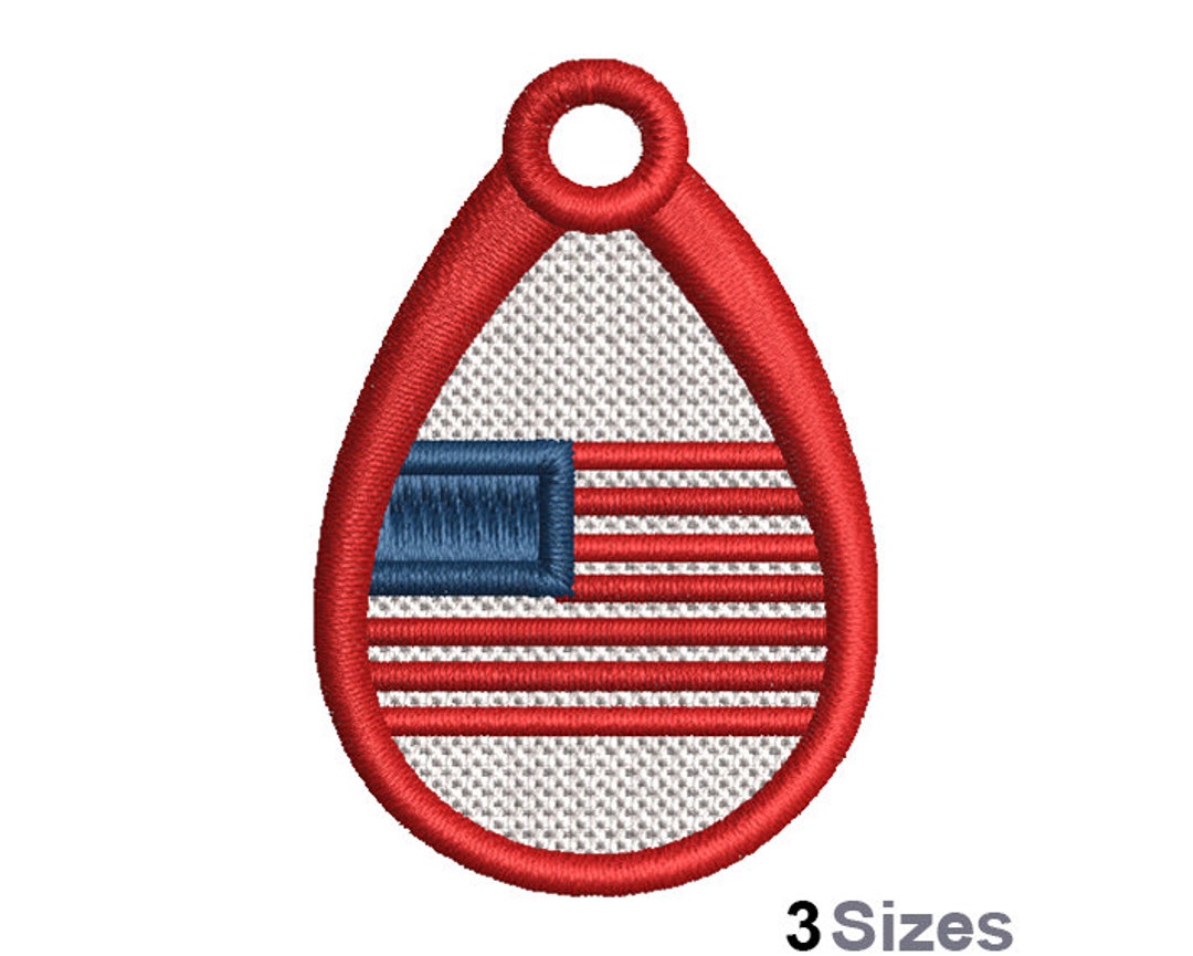 FSL American Flag Machine Embroidery Design - 3 Sizes, Freestanding ...