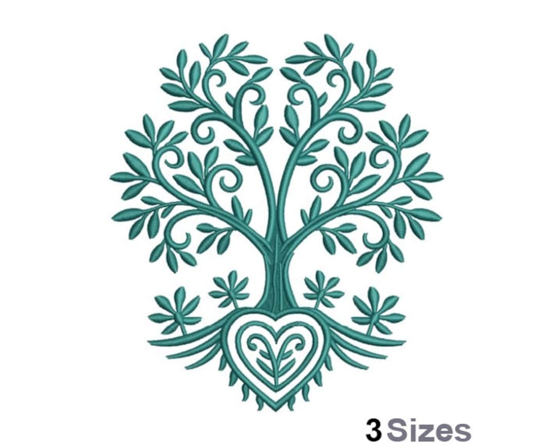 Tree of Life - Machine Embroidery Design - 3 Sizes, Tree and Flowers ...