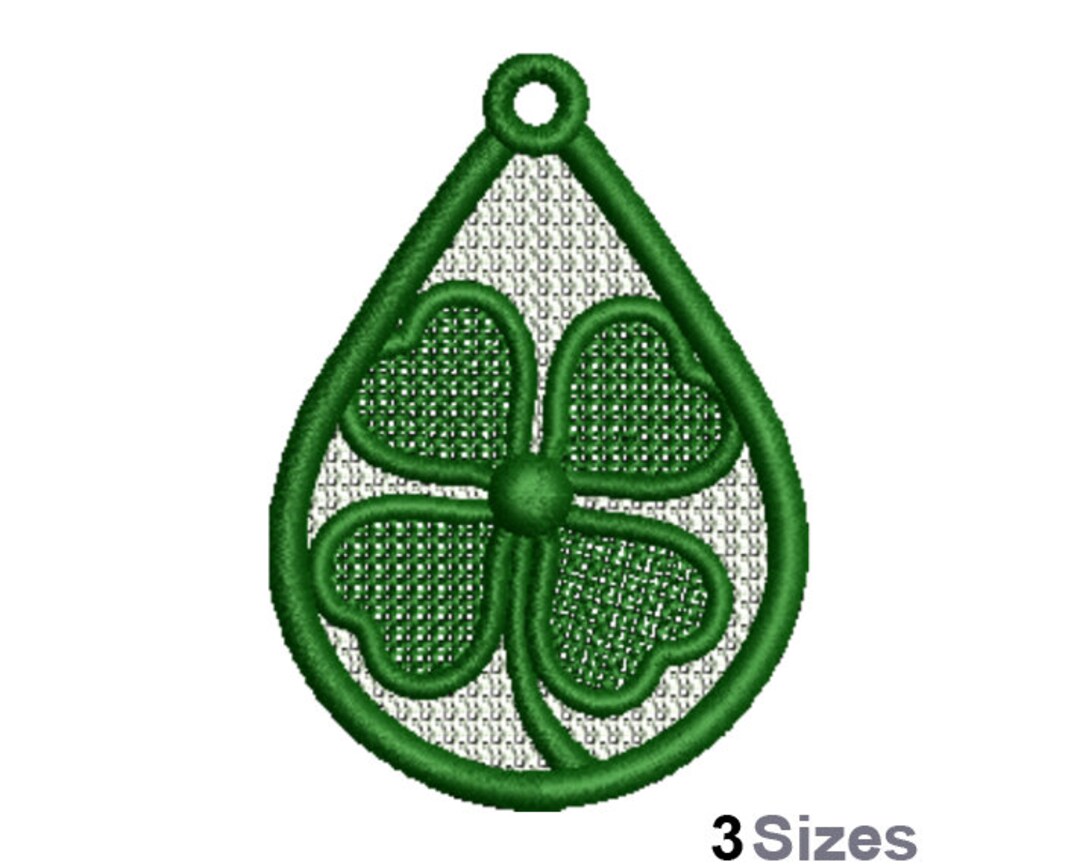 FSL Shamrock Machine Embroidery Design - 3 Sizes, Freestanding Lace Earring Embroidery Pattern ...