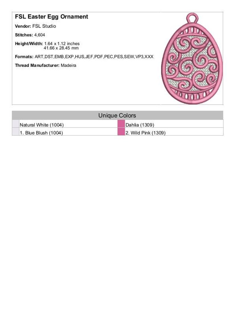 FSL Easter Egg Oval - Machine Embroidery Design - 4 Sizes, Freestanding ...