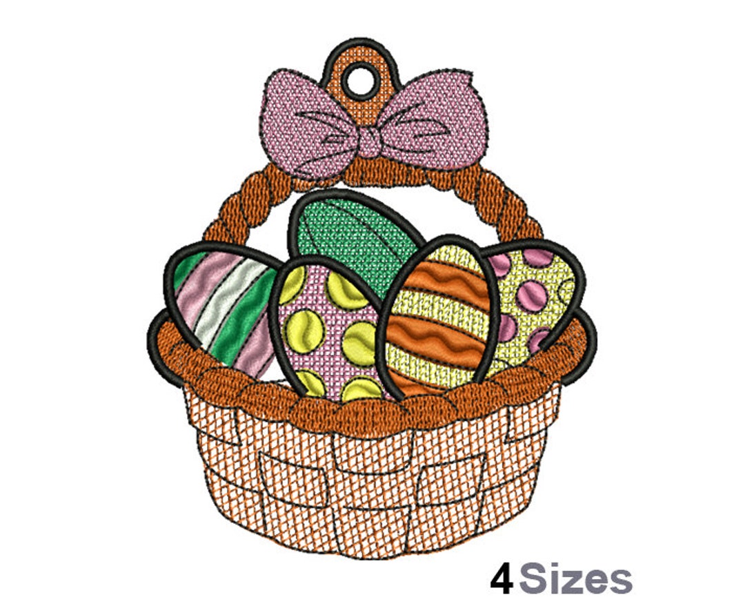 FSL Easter Basket Machine Embroidery Design - 3 Sizes, Freestanding ...