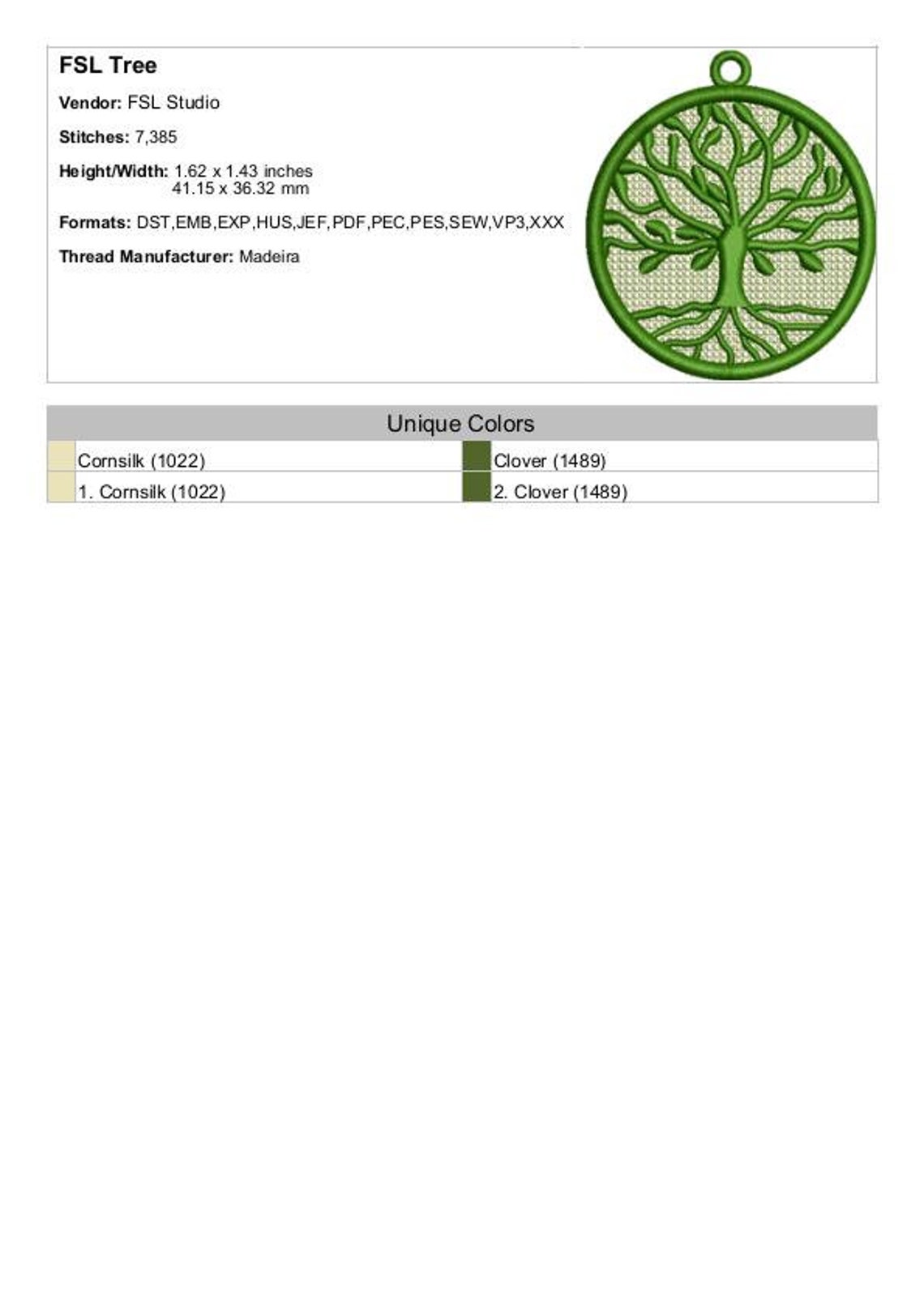 FSL Tree Charm Machine Embroidery Design - 3 Sizes, Freestanding Lace ...
