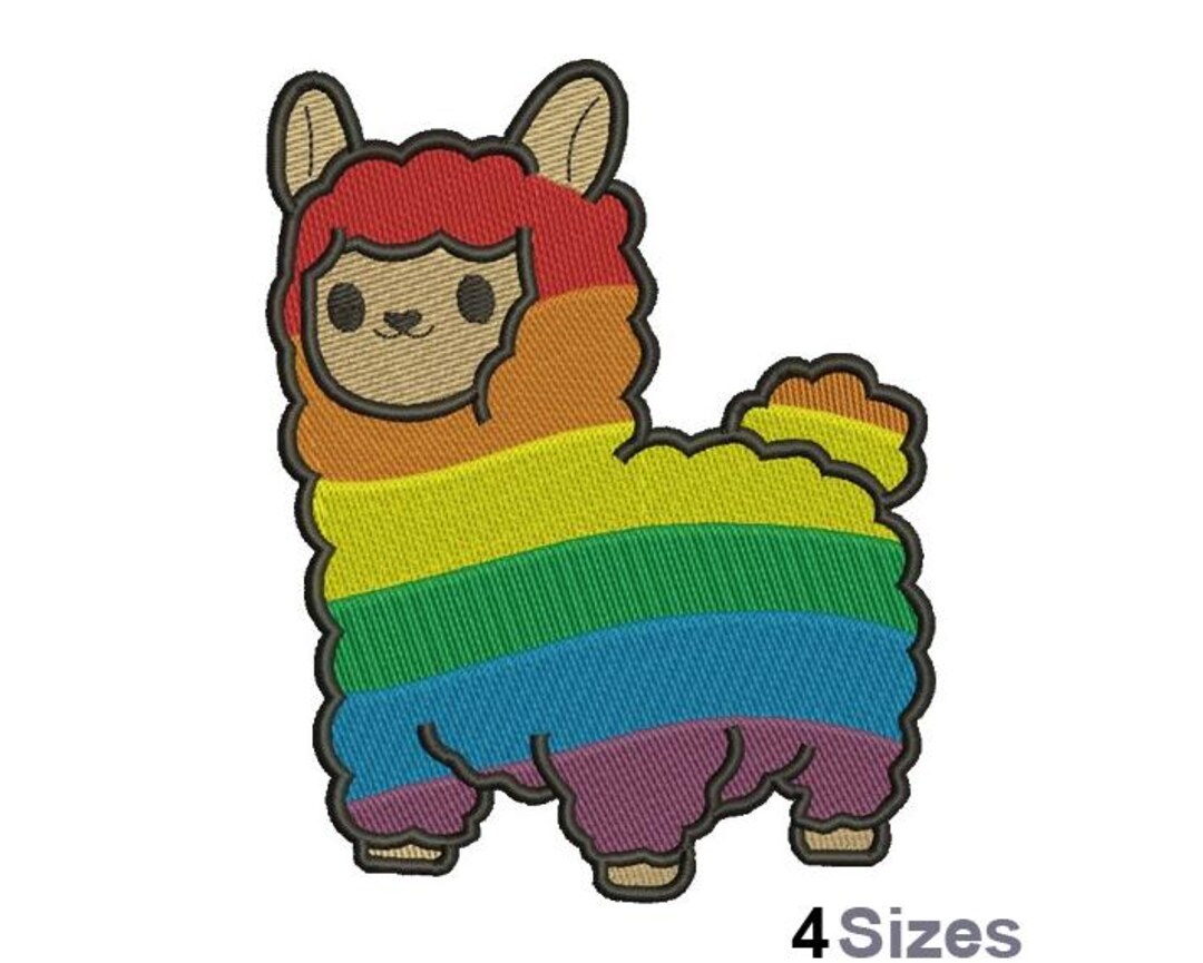 Rainbow Llama - Machine Embroidery Design - 4 Sizes, Rainbow Flag ...
