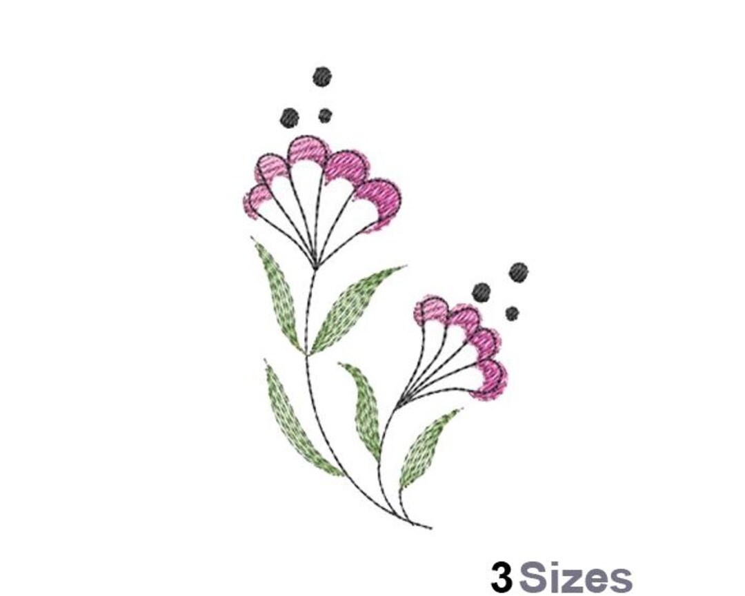 Spring Flowers - Machine Embroidery Design - 3 Sizes, Floral Embroidery ...