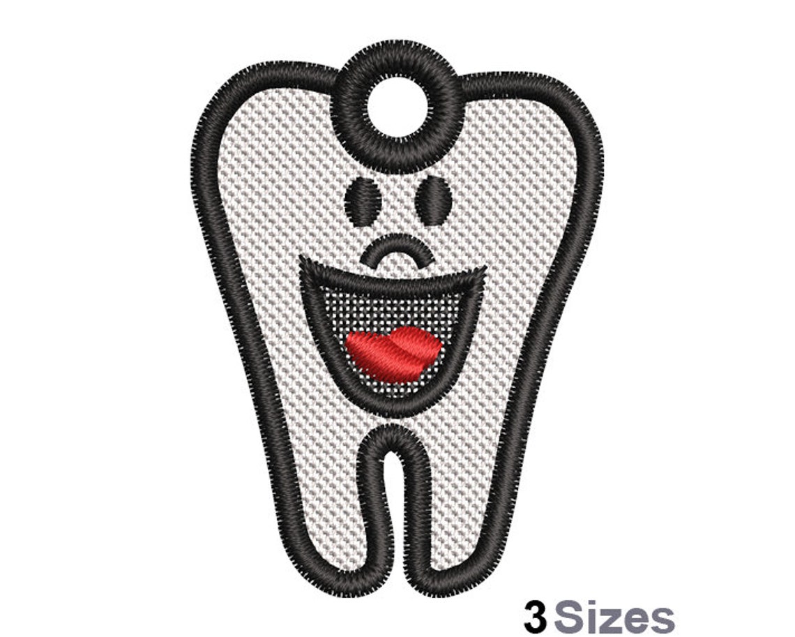 FSL Smiling Tooth Machine Embroidery Design - 3 Sizes, Freestanding ...