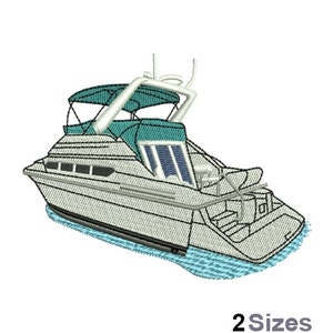 Boat - Machine Embroidery Design - 2 Sizes, Cabin Cruiser Embroidery ...
