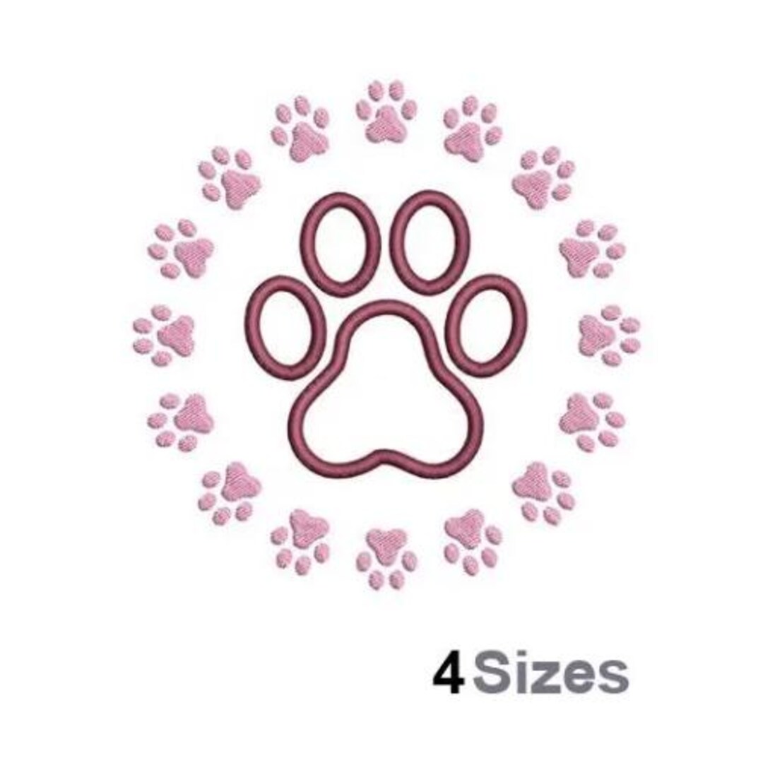 Dog Footprints Circle - Machine Embroidery Design - 4 Sizes, Puppy ...