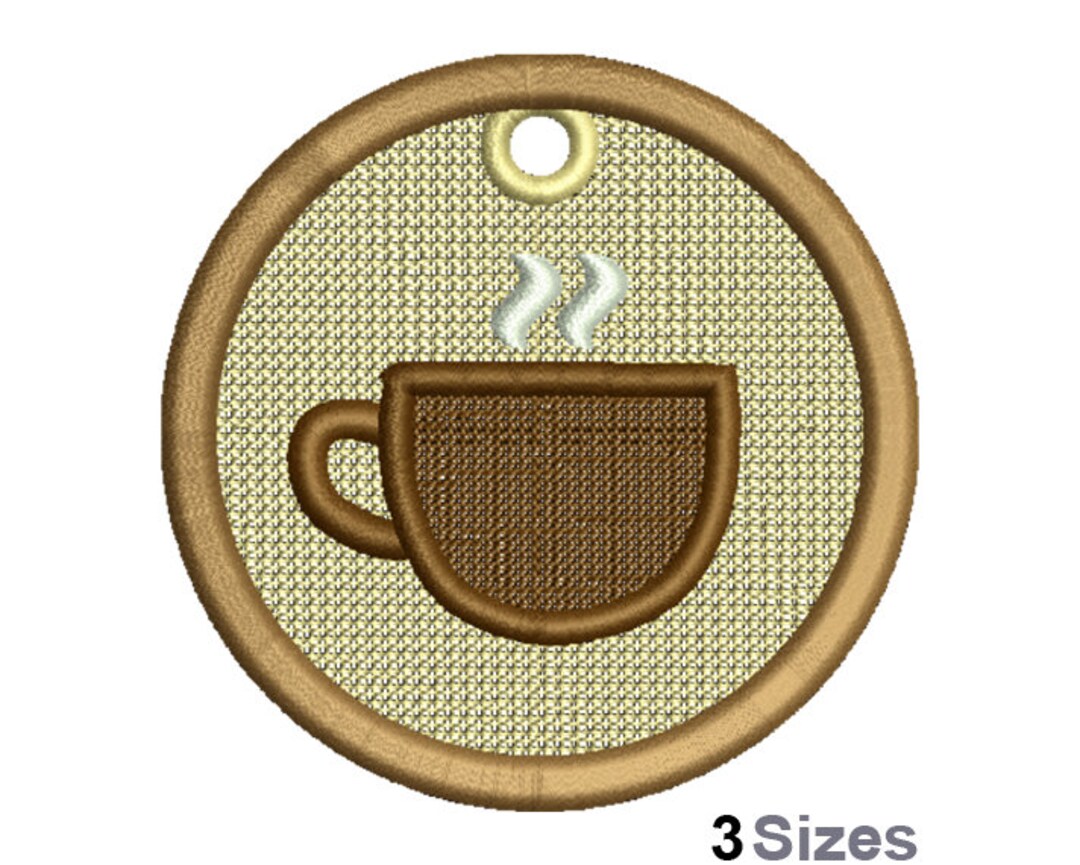 FSL Coffee Cup Machine Embroidery Design - 3 Sizes, Freestanding Lace ...