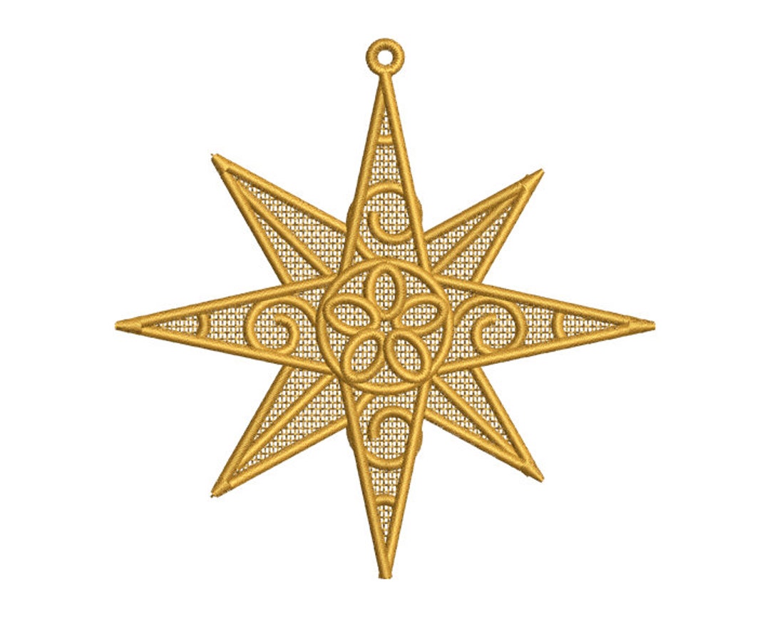 FSL Christmas Star Machine Embroidery Design - 3 Sizes, Freestanding ...