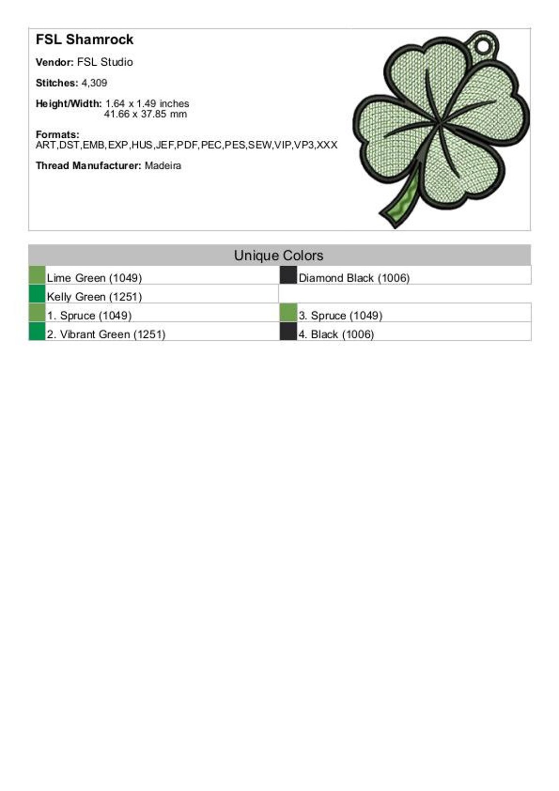 FSL Shamrock Machine Embroidery Design - 4 Sizes, Freestanding Lace ...