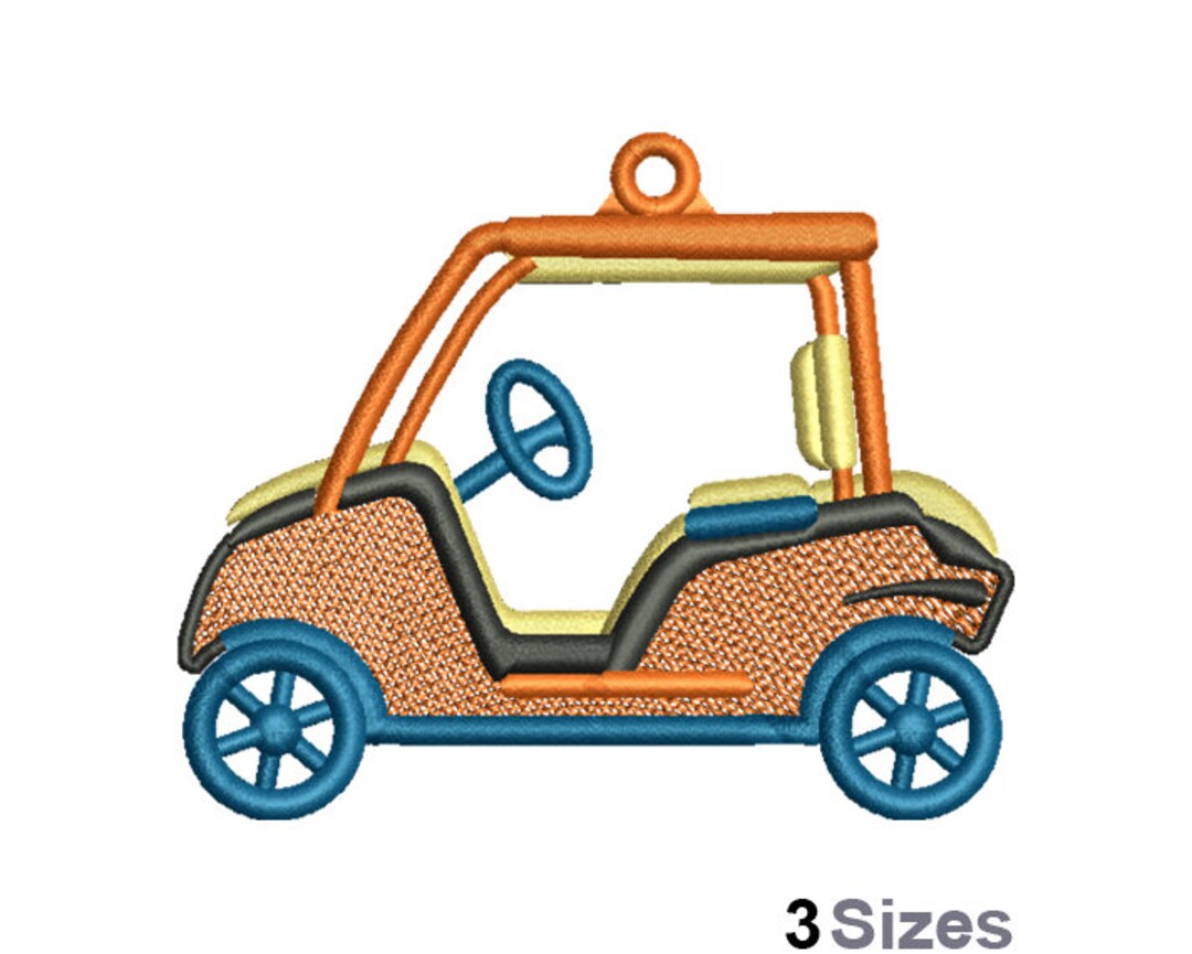 FSL Golf Cart Machine Embroidery Design 3 Sizes, Freestanding Lace ...