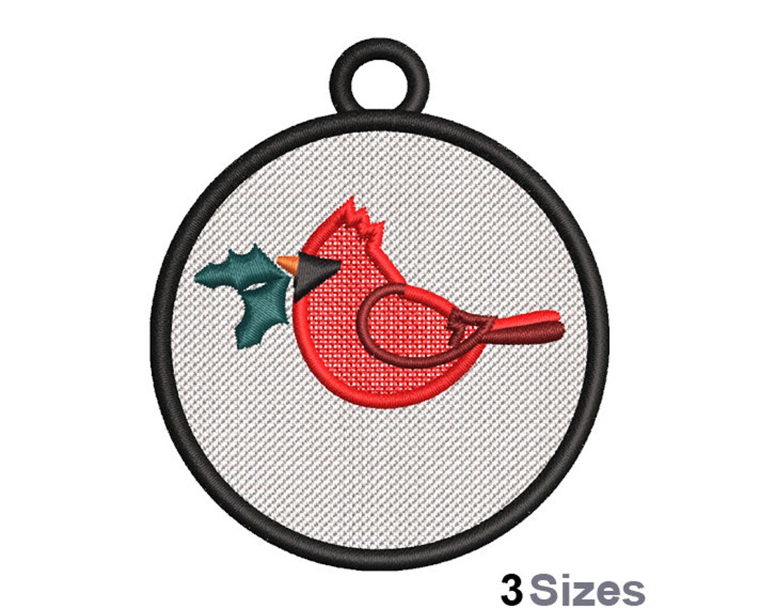 FSL Cardinal Holly Machine Embroidery Design - 3 Sizes, Freestanding ...