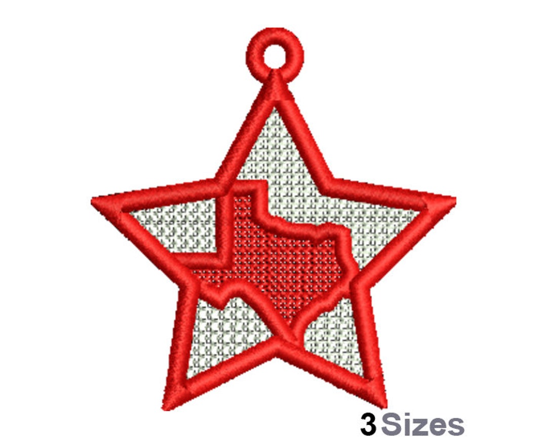 FSL Texas Star Machine Embroidery Design - 3 Sizes, Freestanding Lace ...