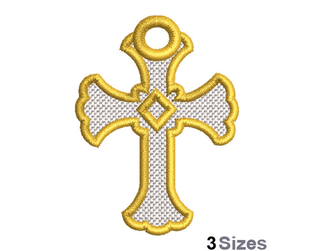 FSL Christian Cross Machine Embroidery Design 3 Sizes, Freestanding ...