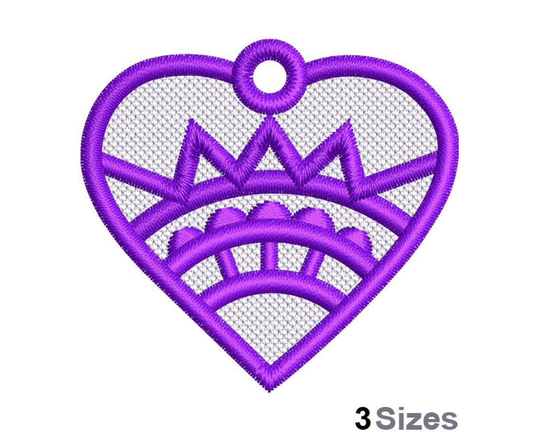 FSL Heart Machine Embroidery Design 3 Sizes, Freestanding Lace Heart ...