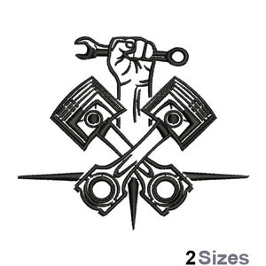 Crossed Pistons - Machine Embroidery Design - 2 Sizes, Mechanic Hand ...