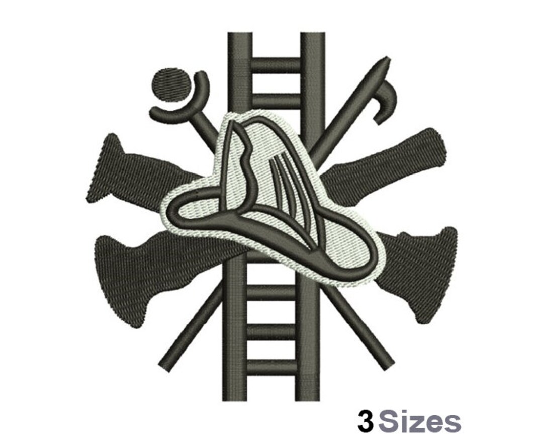Firefighter Logo - Machine Embroidery Design - 3 Sizes, Fireman Helmet ...