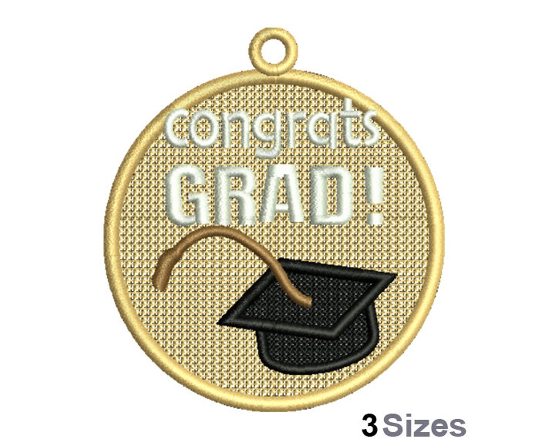 FSL Congrats Grad Machine Embroidery Design - 3 Sizes, Freestanding ...