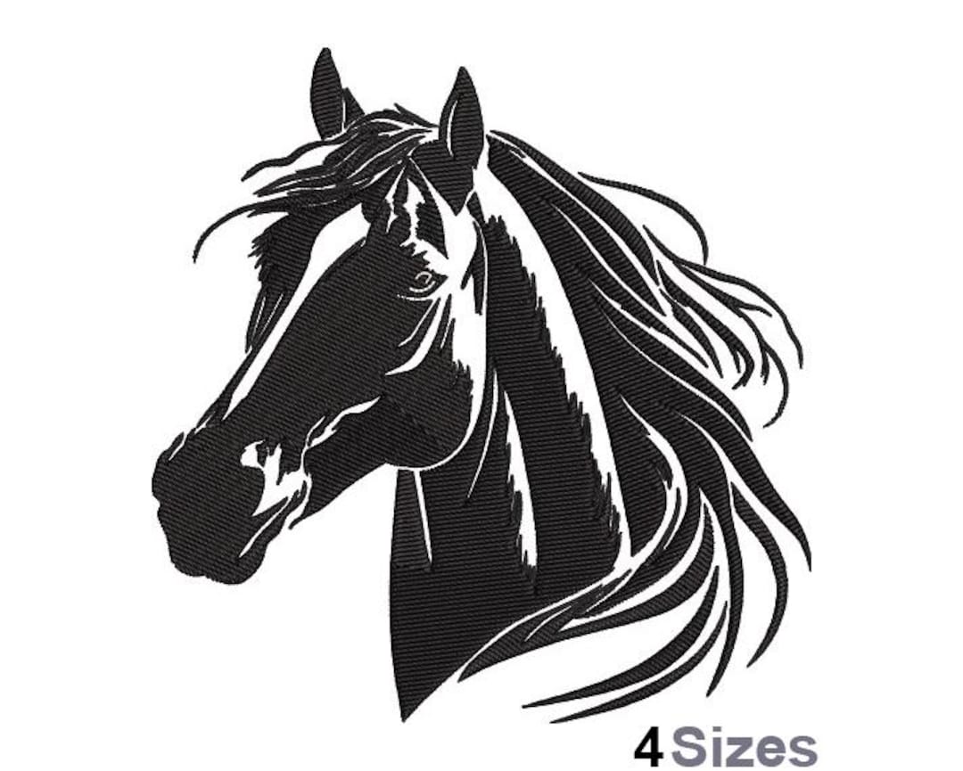 Stallion Head - Machine Embroidery Design - 4 Sizes, Horse Head ...