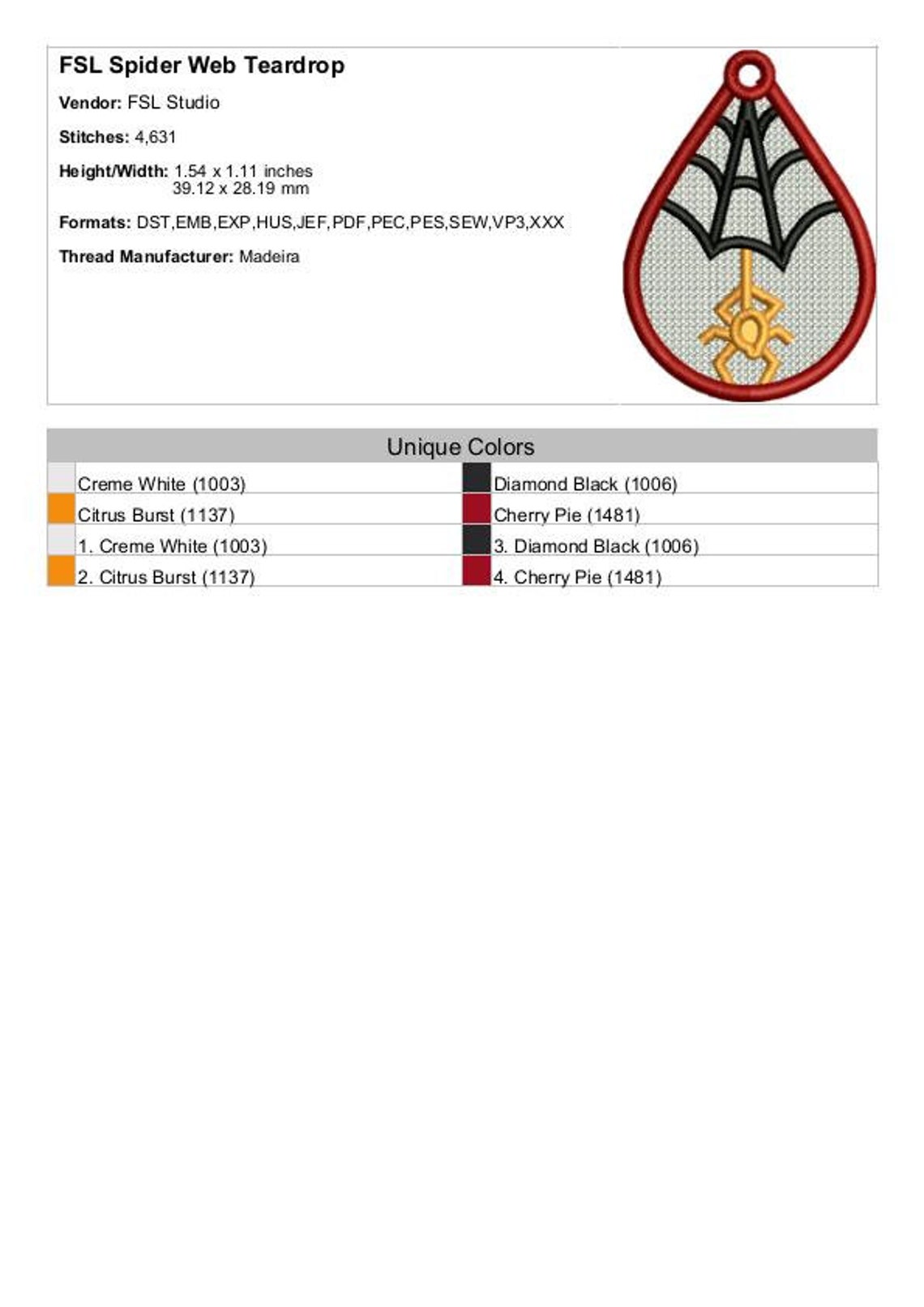FSL Spider Web Machine Embroidery Design - 3 Sizes, Freestanding Lace ...