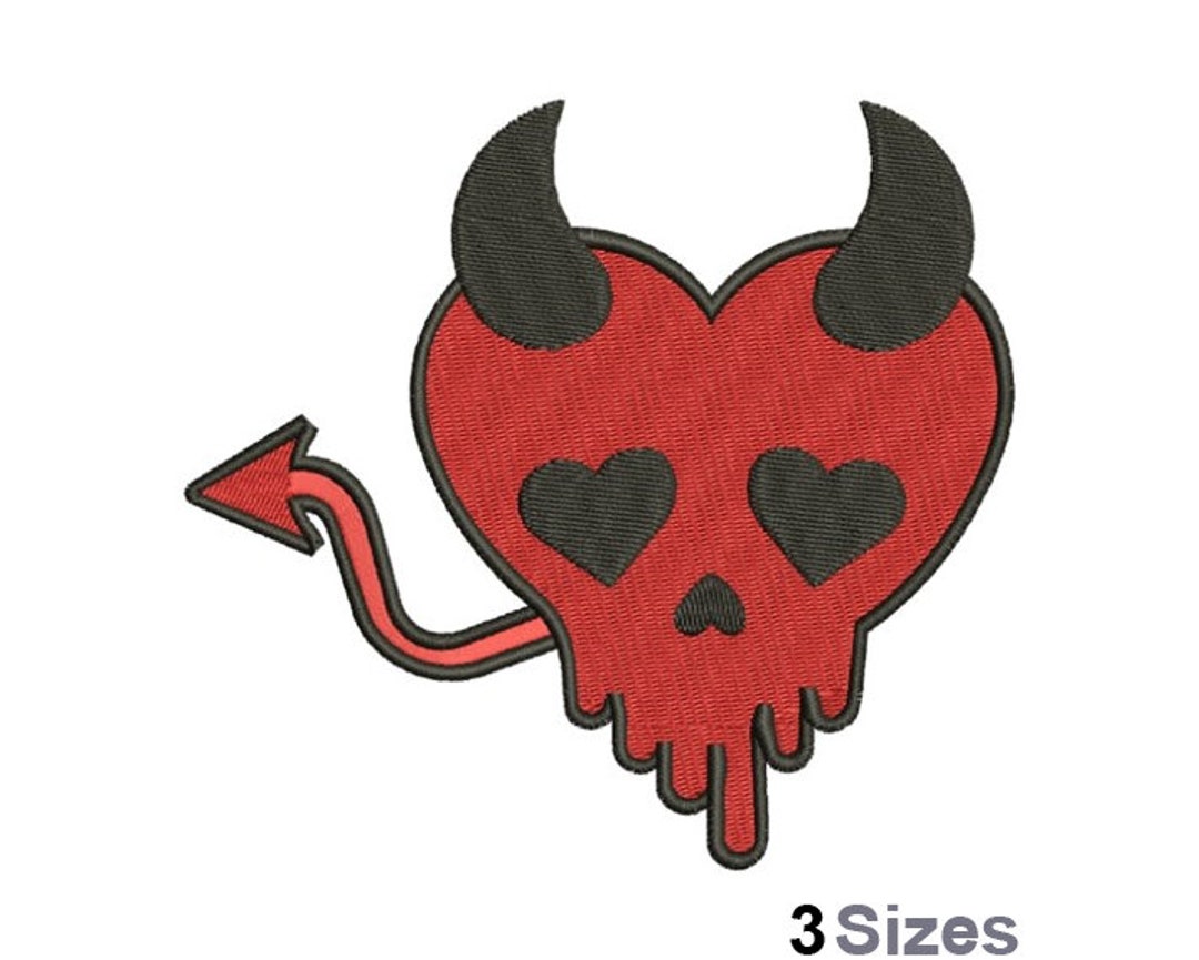 Dripping Heart Devil - Machine Embroidery Design - 3 Sizes, Halloween ...