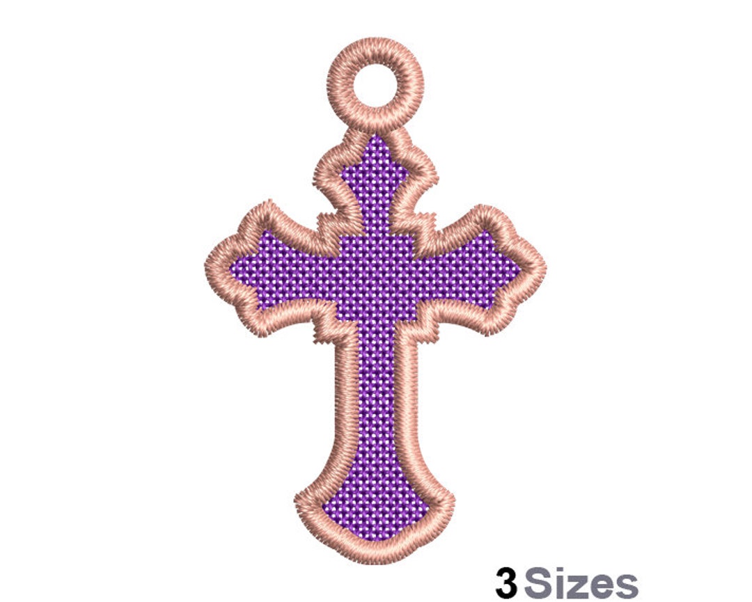 FSL Christian Cross Machine Embroidery Design - 3 Sizes, Freestanding ...