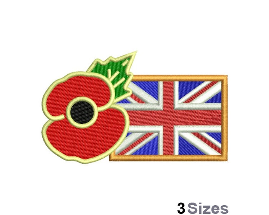 Union Jack Poppy - Machine Embroidery Design - 3 Sizes, United Kingdom ...