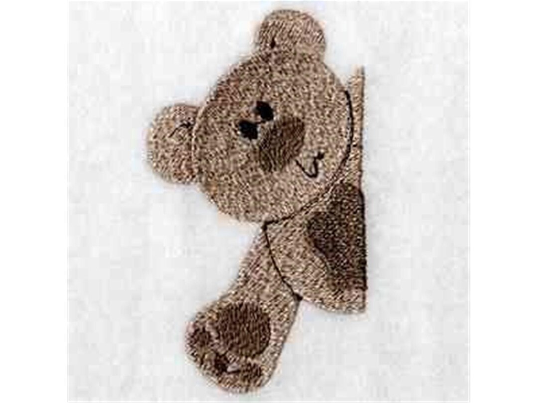 Peekaboo Teddy Bear Machine Embroidery Design, Playful Cute Bear ...