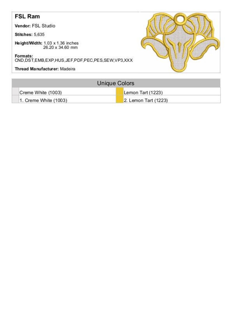FSL Ram Head Machine Embroidery Design 3 Sizes - Etsy