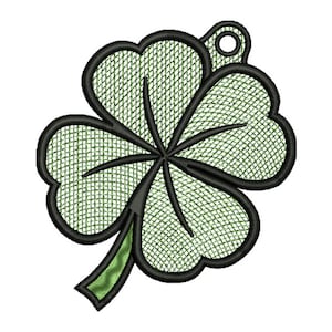 FSL Shamrock Machine Embroidery Design - 4 Sizes, Freestanding Lace Pendant Embroidery Pattern ...