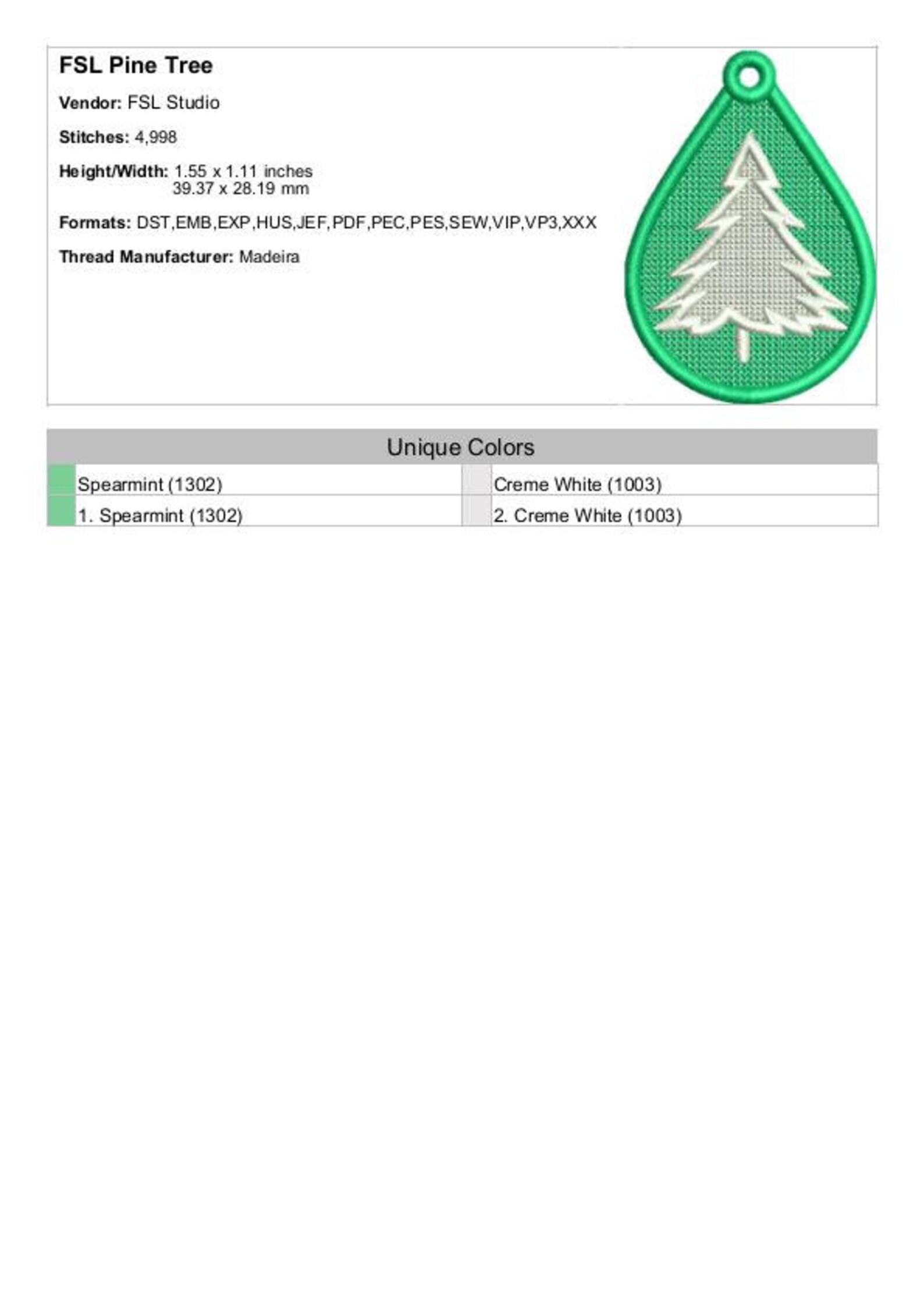 FSL Pine Tree Machine Embroidery Design - 3 Sizes, Freestanding Lace ...