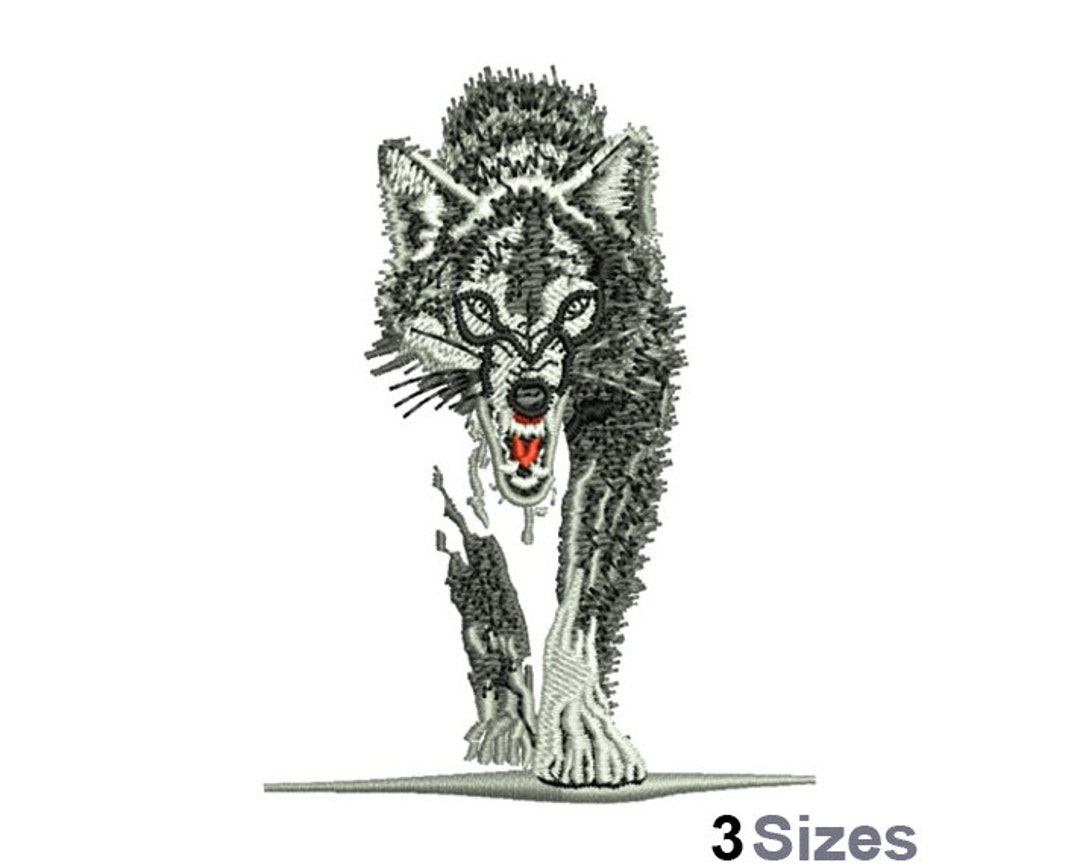 Wolf - Machine Embroidery Design - 3 Sizes, Walking Angry Wolf ...