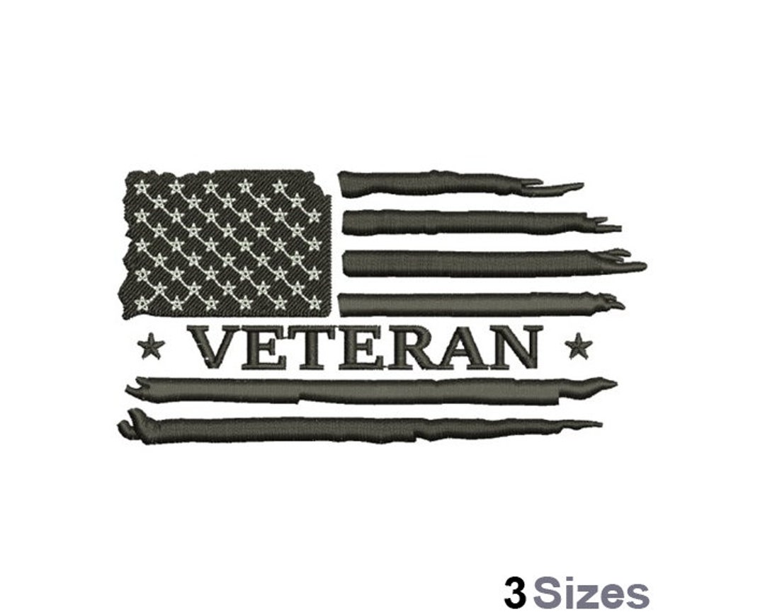 Veteran Flag - Machine Embroidery Design - 3 Sizes, American Flag ...