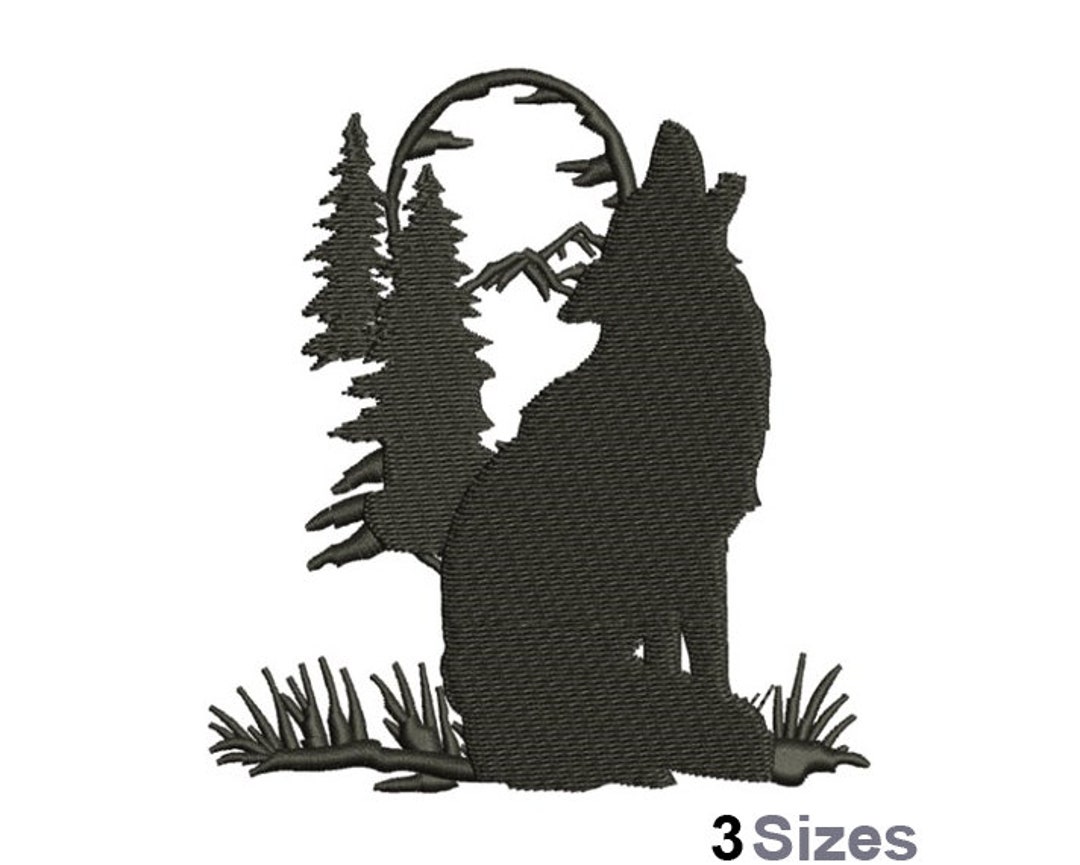 Wolf Howling - Machine Embroidery Design - 3 Sizes, Wolf Howl ...