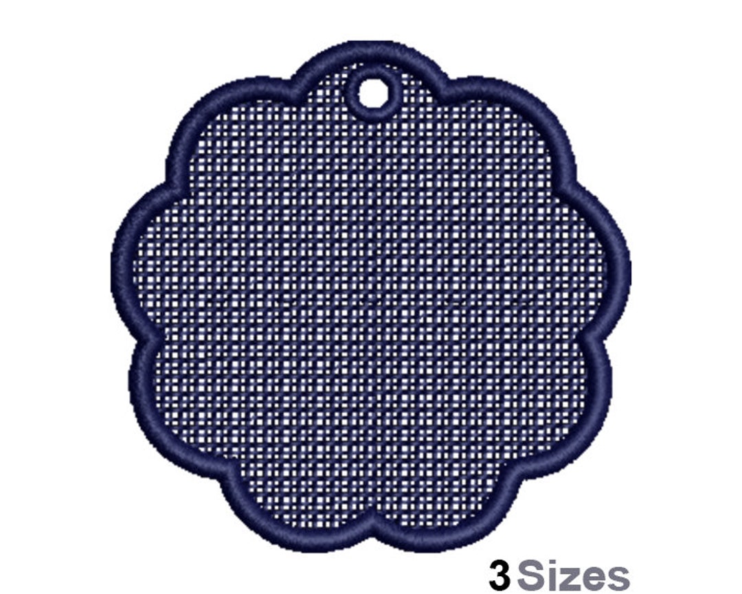 FSL Scalloped Circle Machine Embroidery Design - 3 Sizes, Freestanding ...
