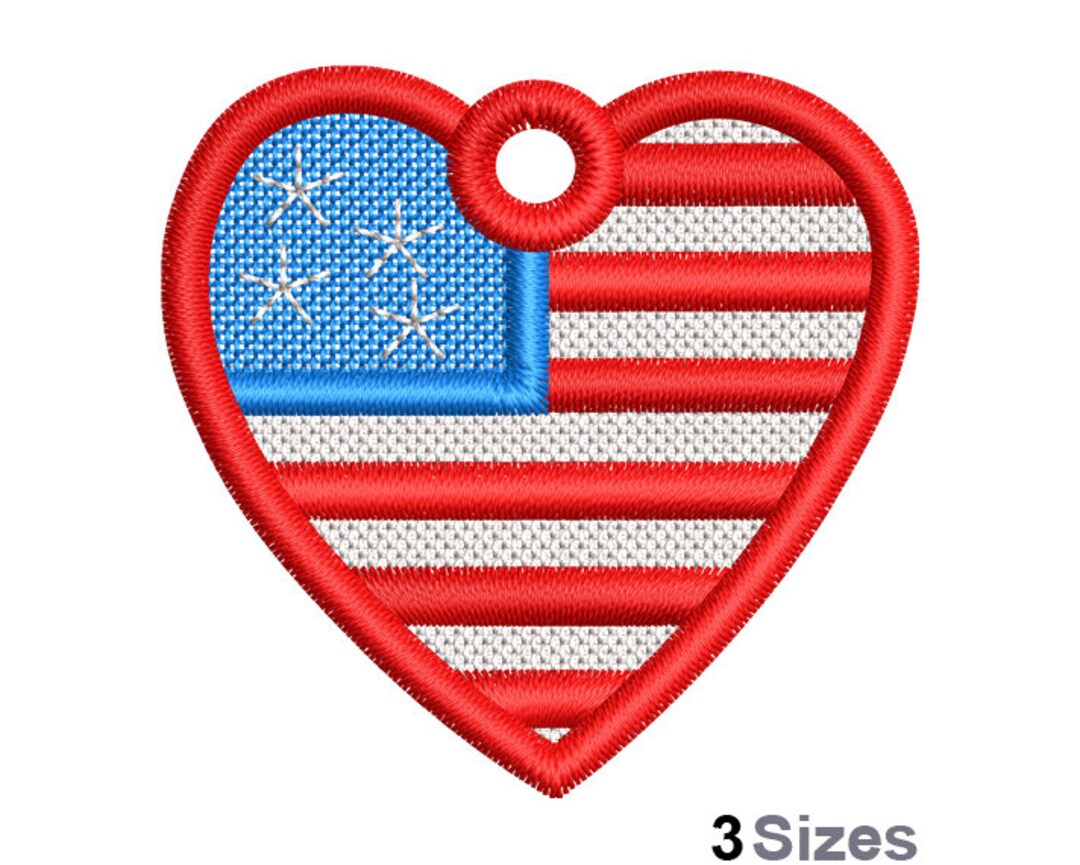 FSL American Heart Machine Embroidery Design - 3 Sizes, Freestanding ...