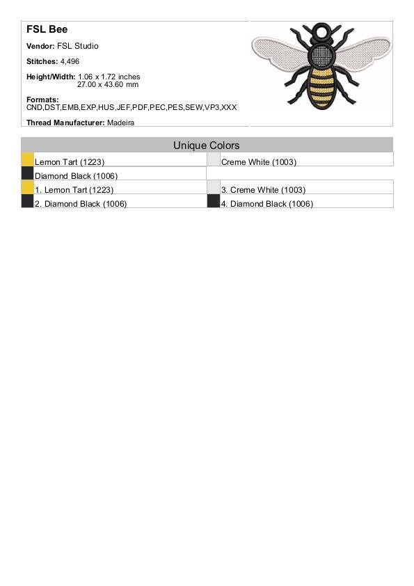 FSL Bee Machine Embroidery Design - 3 Sizes, Freestanding Lace Earring ...
