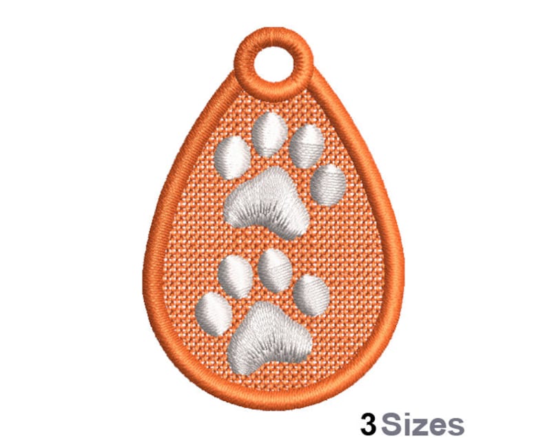 FSL Dog Paw Prints Machine Embroidery Design - 3 Sizes, Freestanding ...
