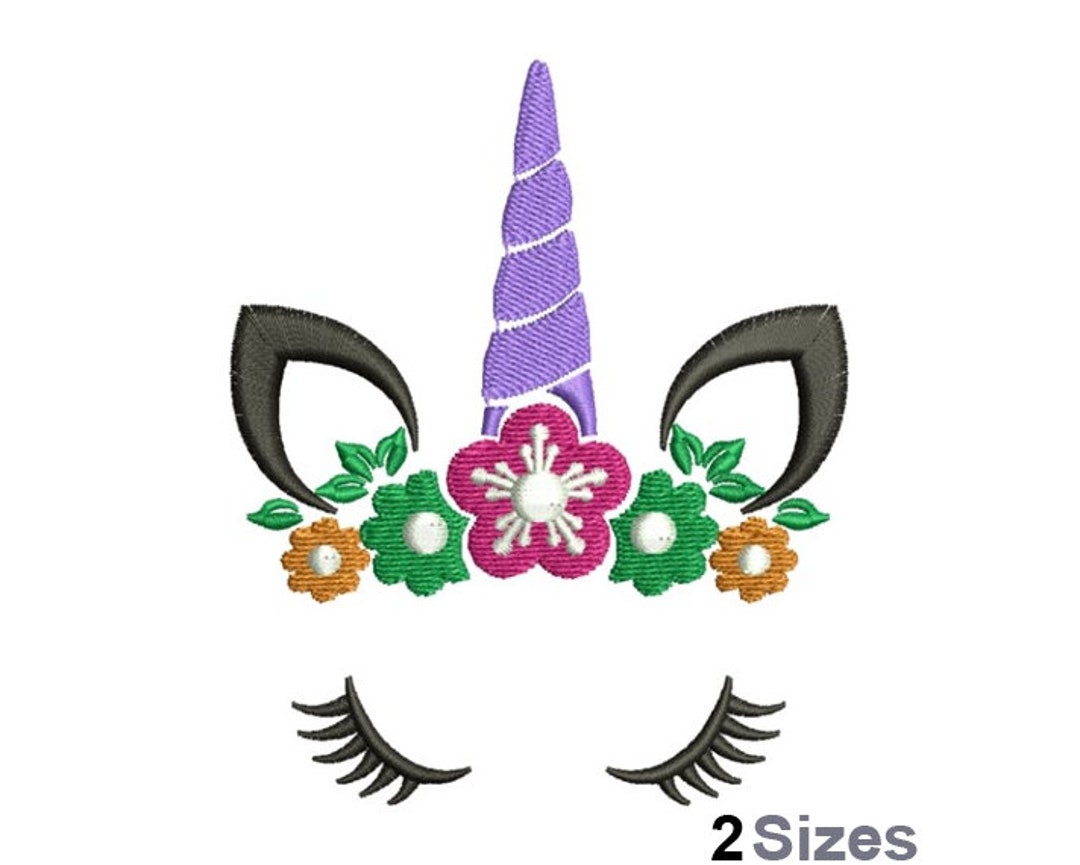 Unicorn Head - Machine Embroidery Design - 2 Sizes, Floral Unicorn ...