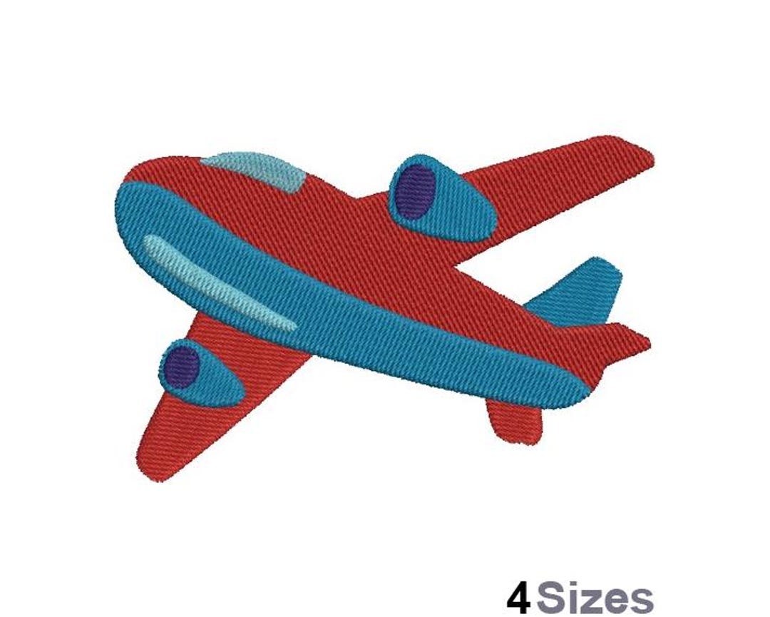 Airplane - Machine Embroidery Design - 4 Sizes, Jet Airliner Embroidery ...